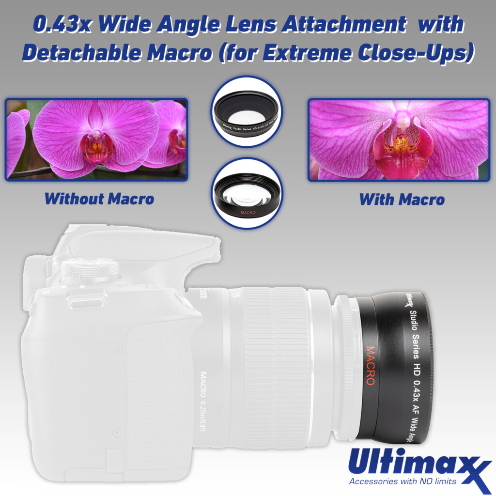 0.43x Wide Angle Macro Lens Attachment (37mm - 72mm) - Ultimaxx