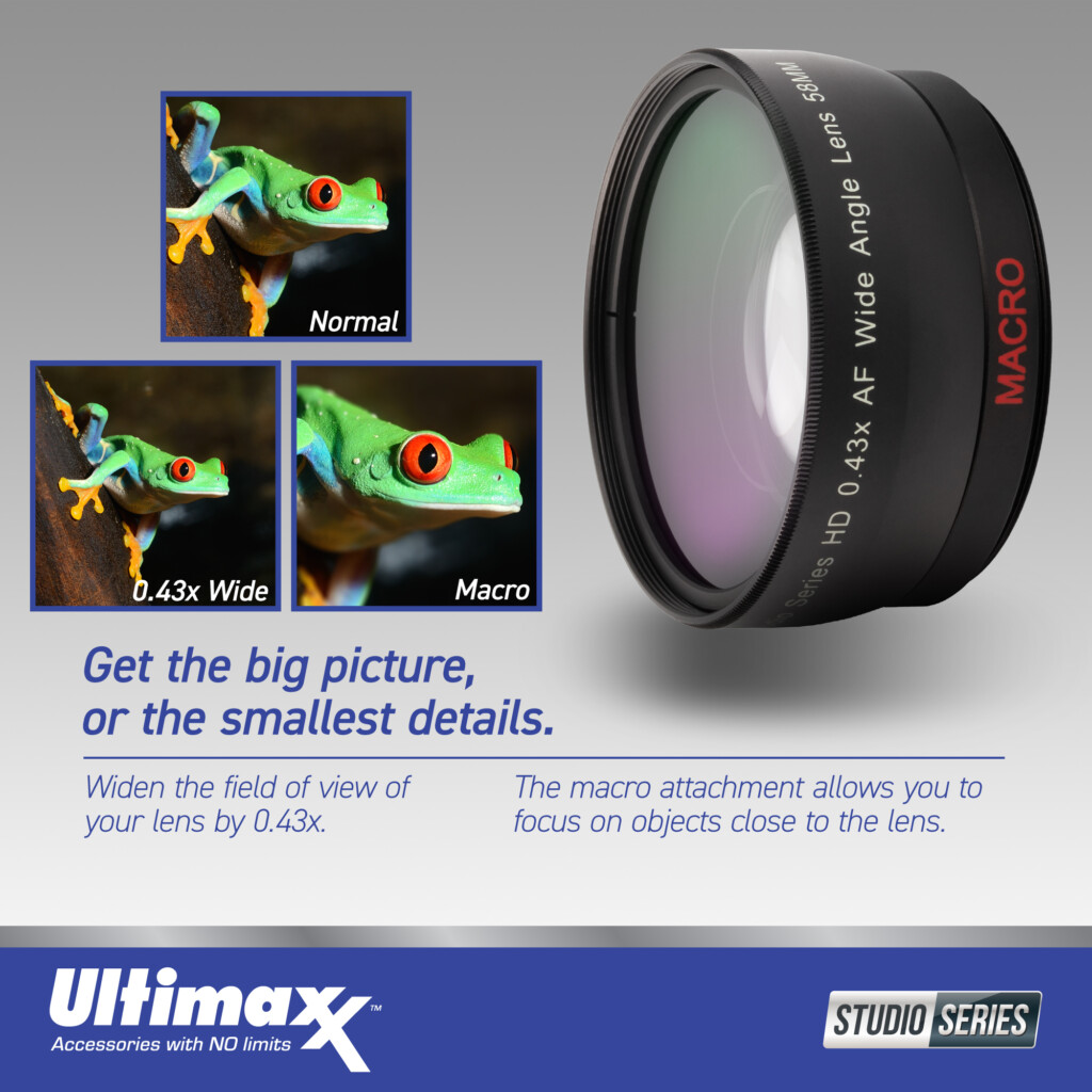 0.43x Wide Angle Macro Lens Attachment (37mm - 72mm) - Ultimaxx